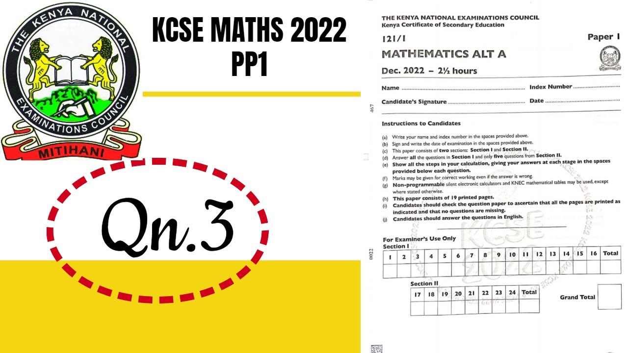 KCSE MATHEMATICS PAPER 1 2022 QN 3 INDICES YouTube KCSE MATHEMATICS PAPER 1 2022 QN 3 INDICES YouTube