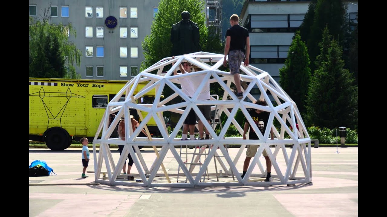 geodesic dome frame assembly timelapse - YouTube