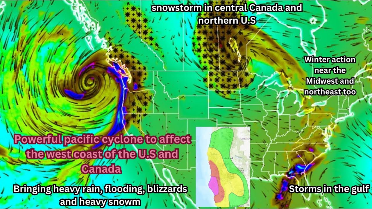 Big bomb cyclone affecting the west coast of the U.S & Canada + more ...