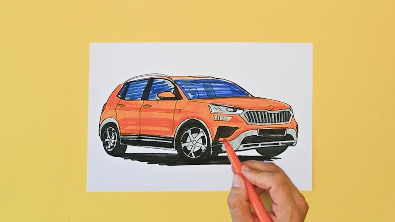 How to draw Skoda Kushaq SUV - YouTube