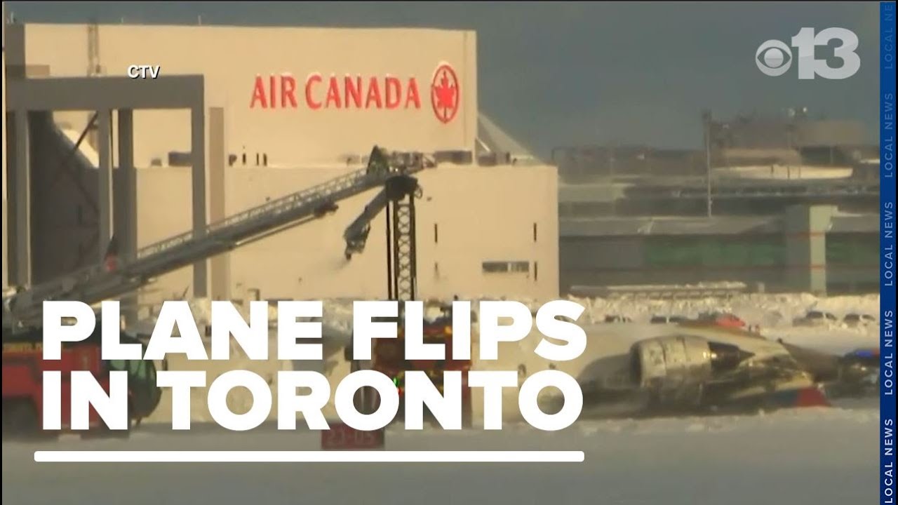 Delta plane flips on arrival at Toronto airport - YouTube