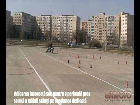 Proba practica in poligon, examen moto 2010 - YouTube