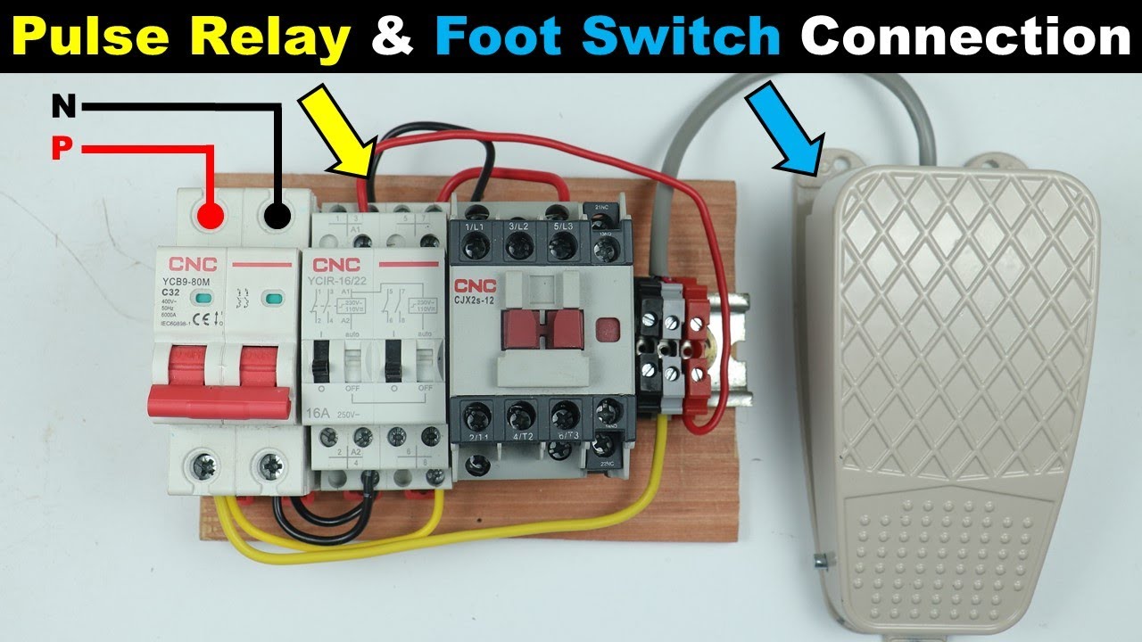 Electrical Motor starter Connection with Pulse Relay and a Foot switch ...