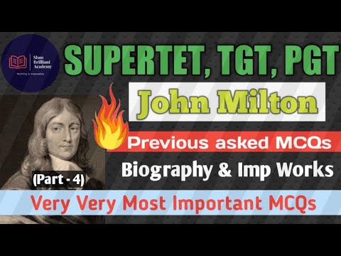 John Milton | Part- 4 | Previous years solved papers english | Mcqs on ...