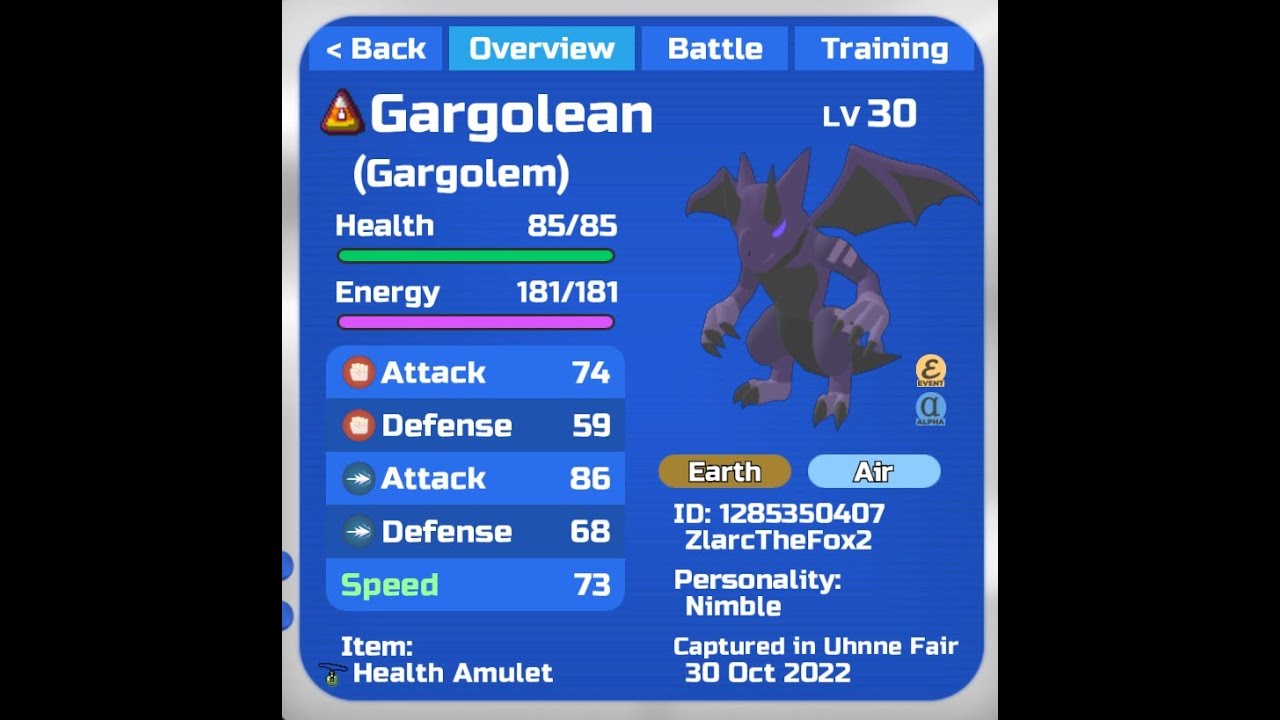 i found ALPHA GARGOLEM in Loomian Legacy Uhnne Fair Event | Halloween ...