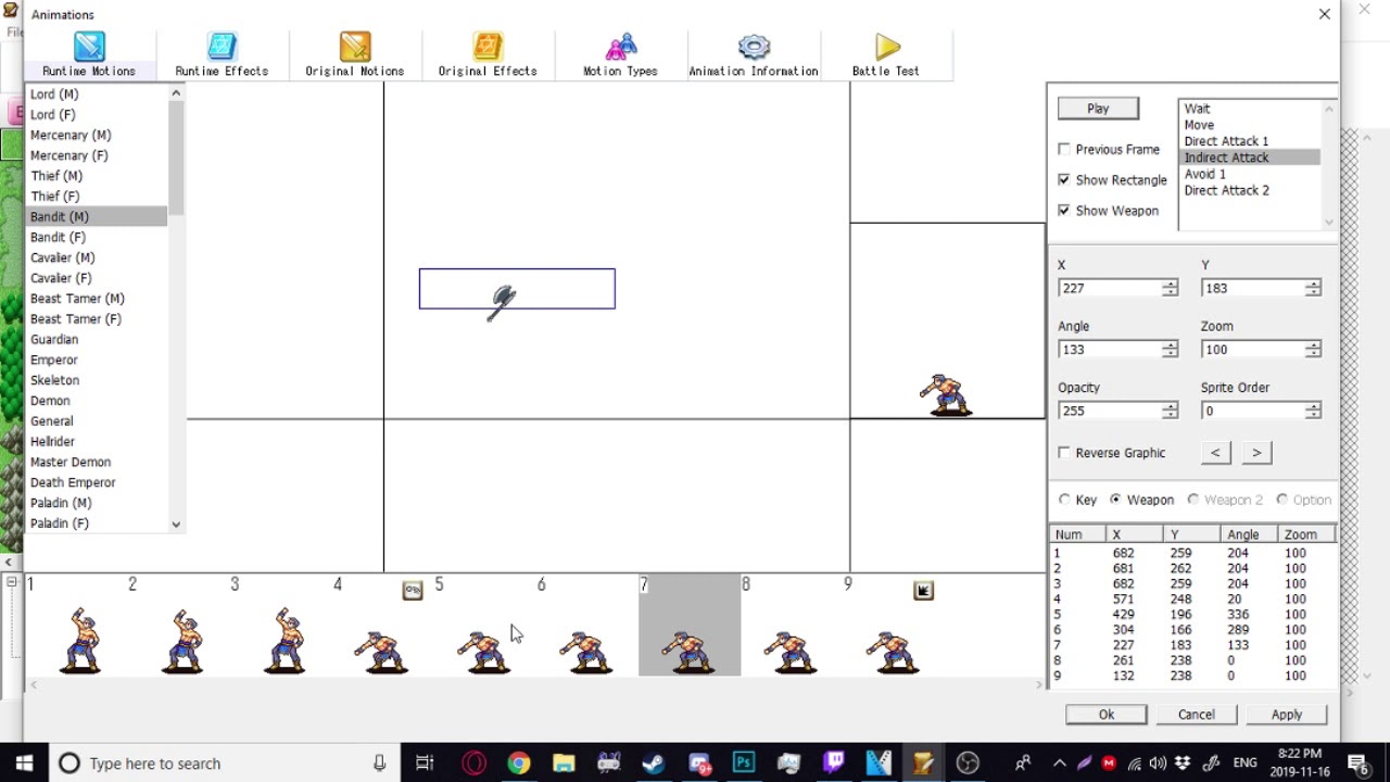 SRPG studio axe throwing animation tutorial - YouTube