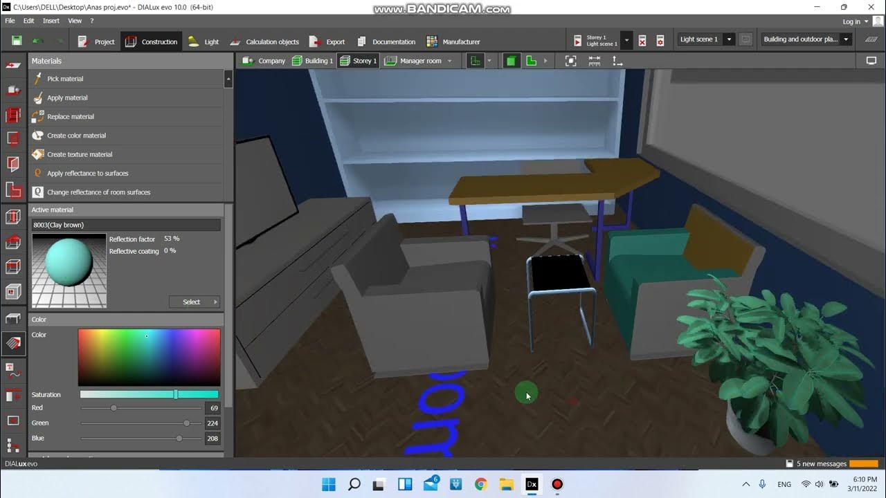 How create texture Materials and change colors in dialux evo - YouTube