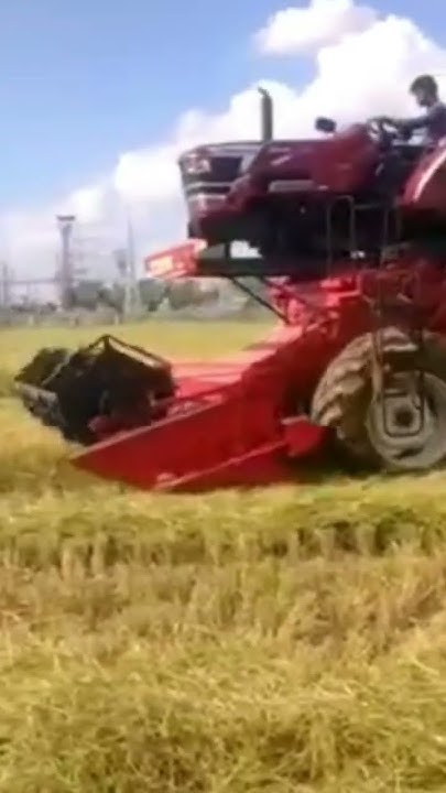 Green tech combine harvester - YouTube