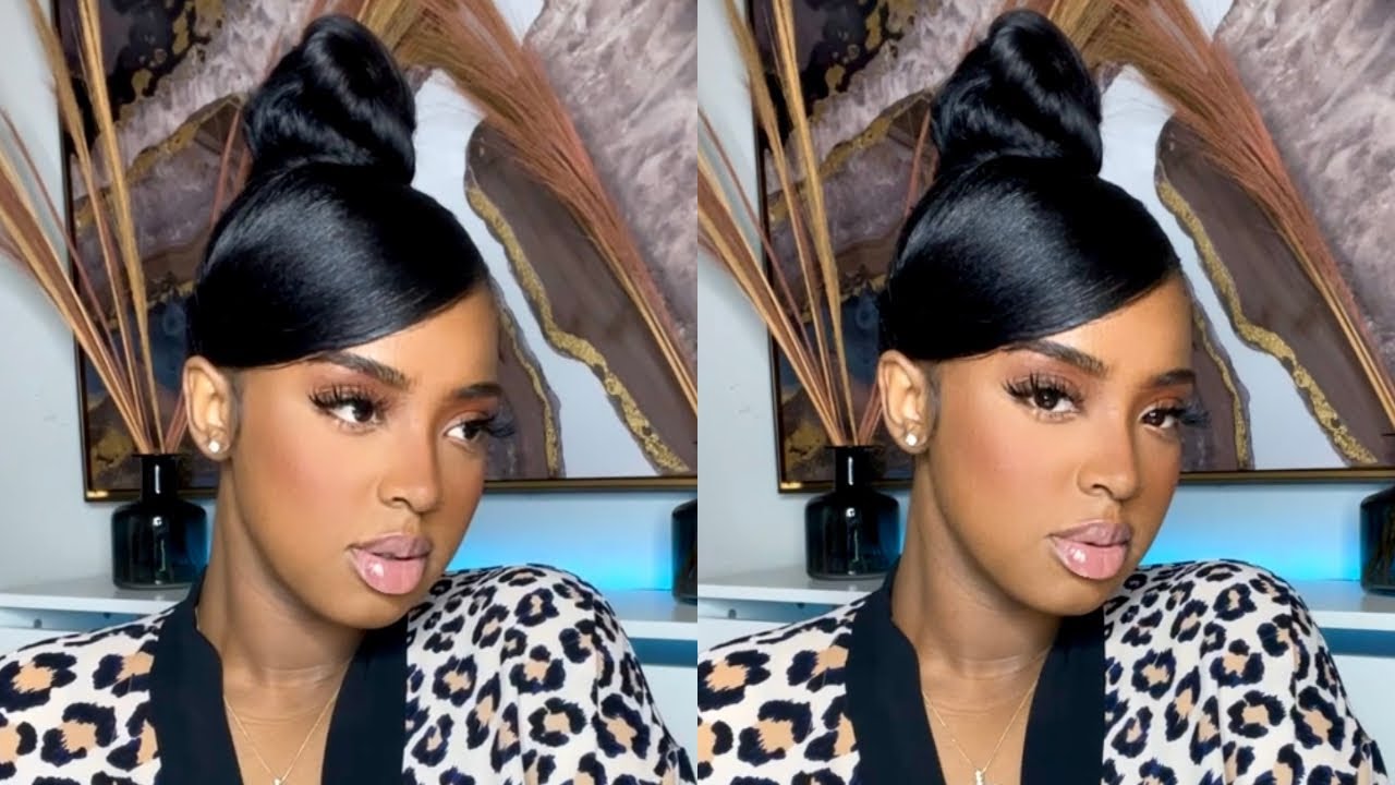 Top Knot Twisted Bun with Swoop on Natural Hair | Super Easy Beginner ...