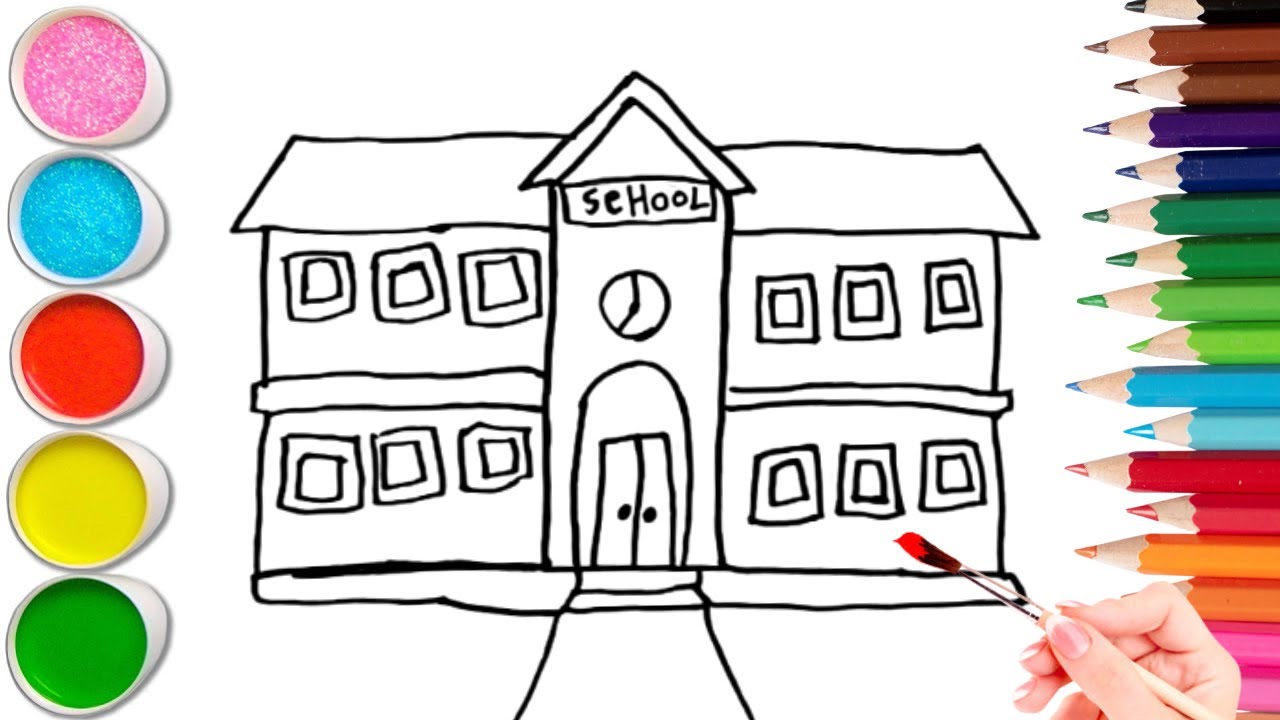 How To Draw beautiful school Drawing, Painting & Coloring For Kids and ...