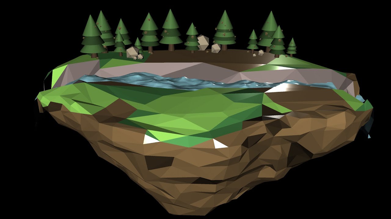 Low Poly Floating Island - 3D Modelling Demo Video - YouTube