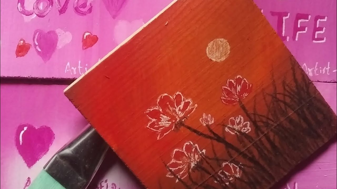 Easy acrylic painting on wooden block - YouTube