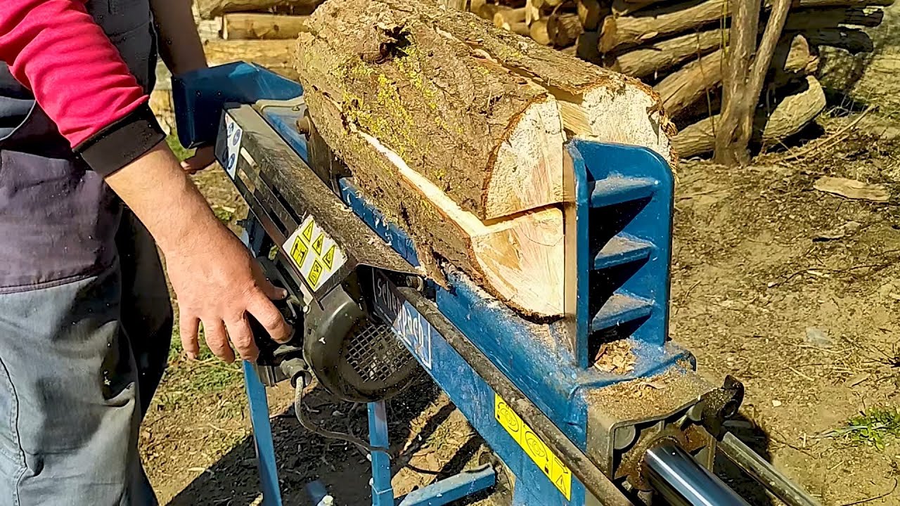 Spargator de lemne hidraulic Despicator de lemne electric - YouTube