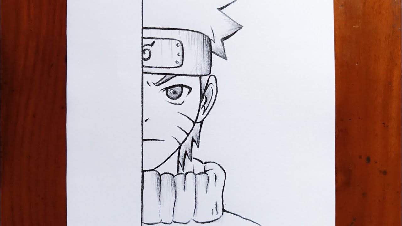 How To Draw Naruto Half face Step By Step || Easy Drawing Ideas For ...