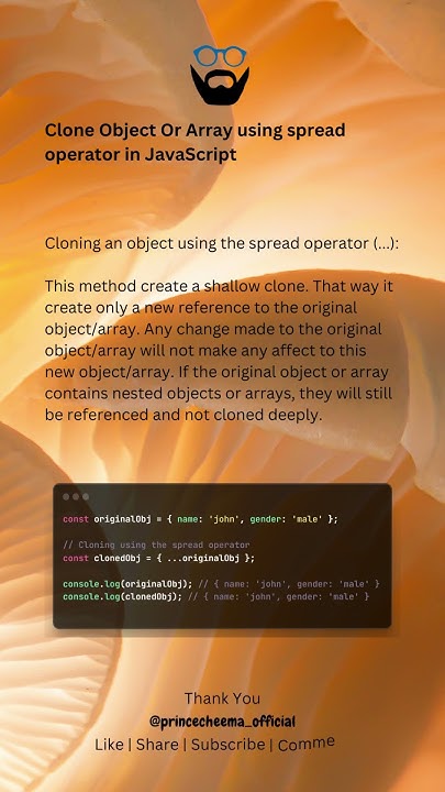 Clone Object Or Array using spread operator in JavaScript ( #shorts ) - YouTube