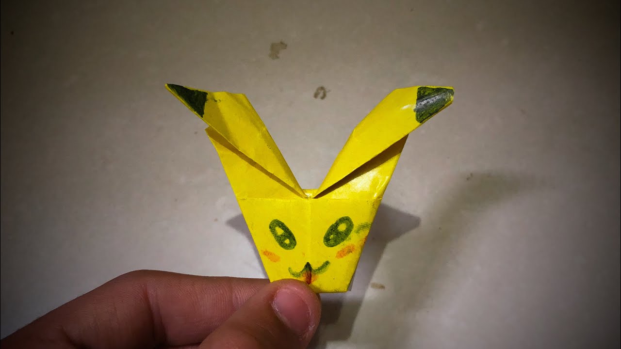 Origami pikachu pokemon pepar folding paper falten pepar crafts - YouTube