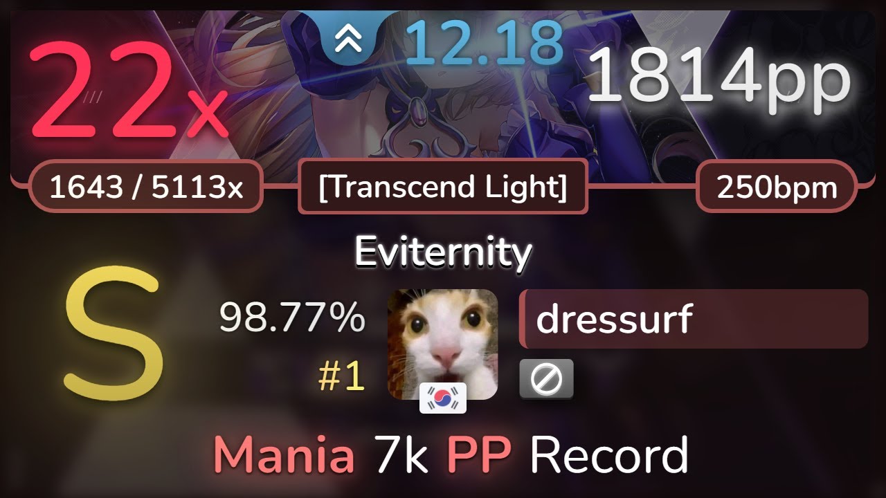 1814pp (+50pp) Old Mania PP Record (December 26 2023) - YouTube