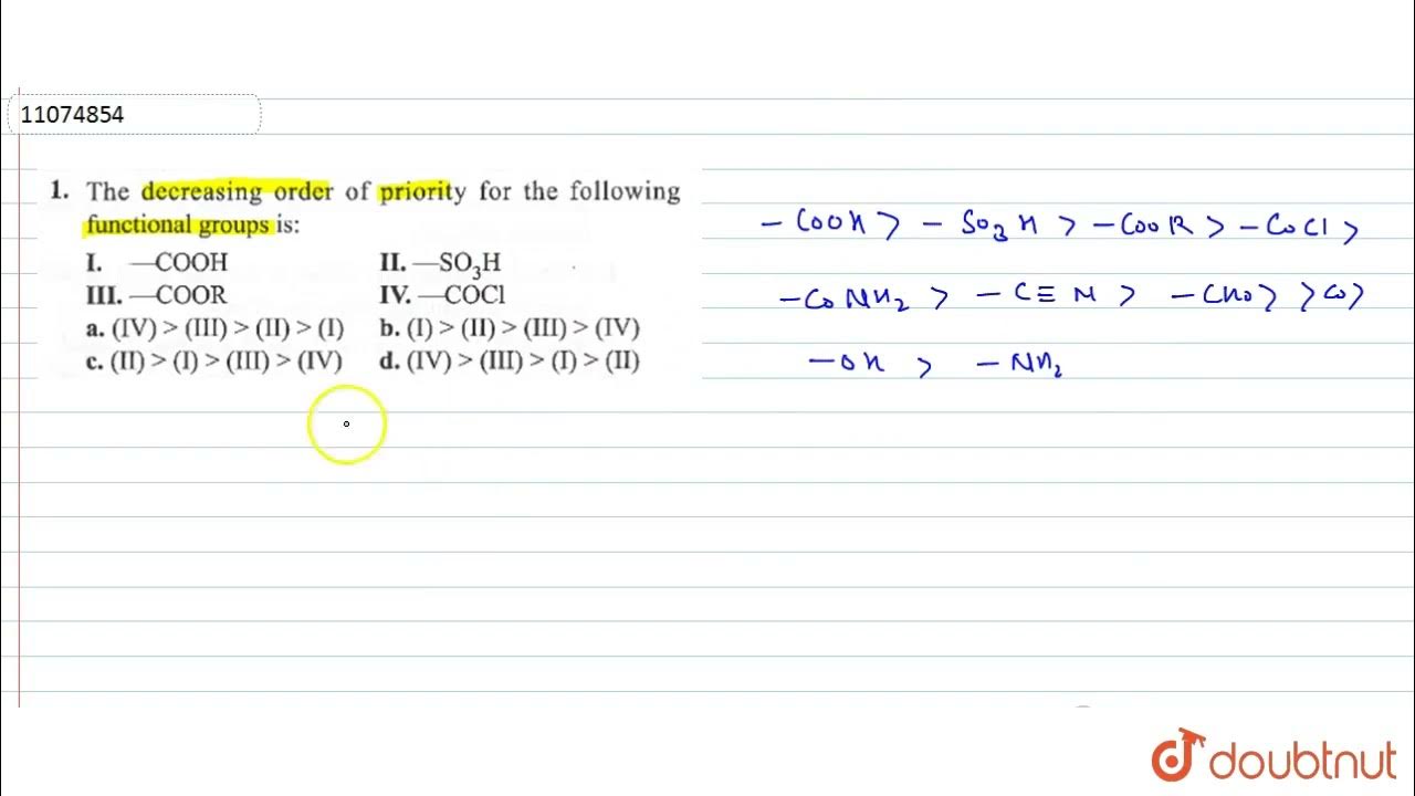 The Decreasing Order Of Priority Of The Following Functional Group Is
