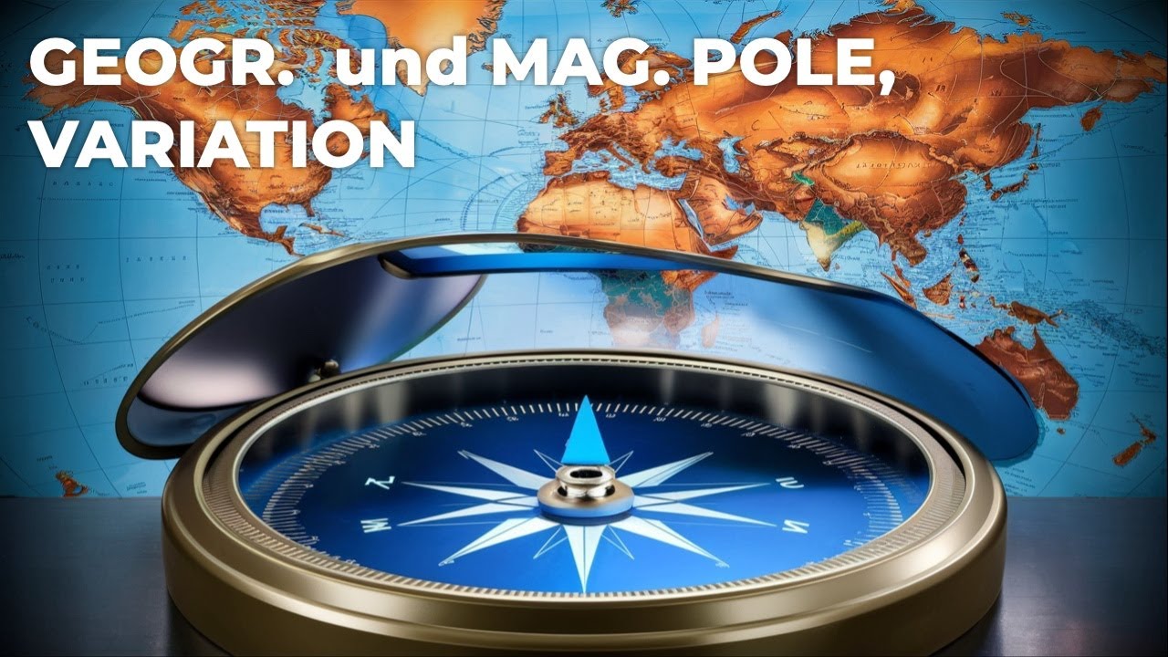 geographisch (true) und magnetische (mag.) Pole, Variation ...