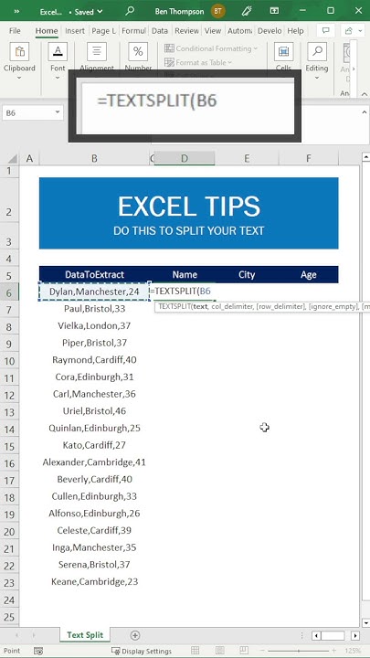 Excel Textsplit Function To Separate Words With Ease Exceltips Shorts Youtube