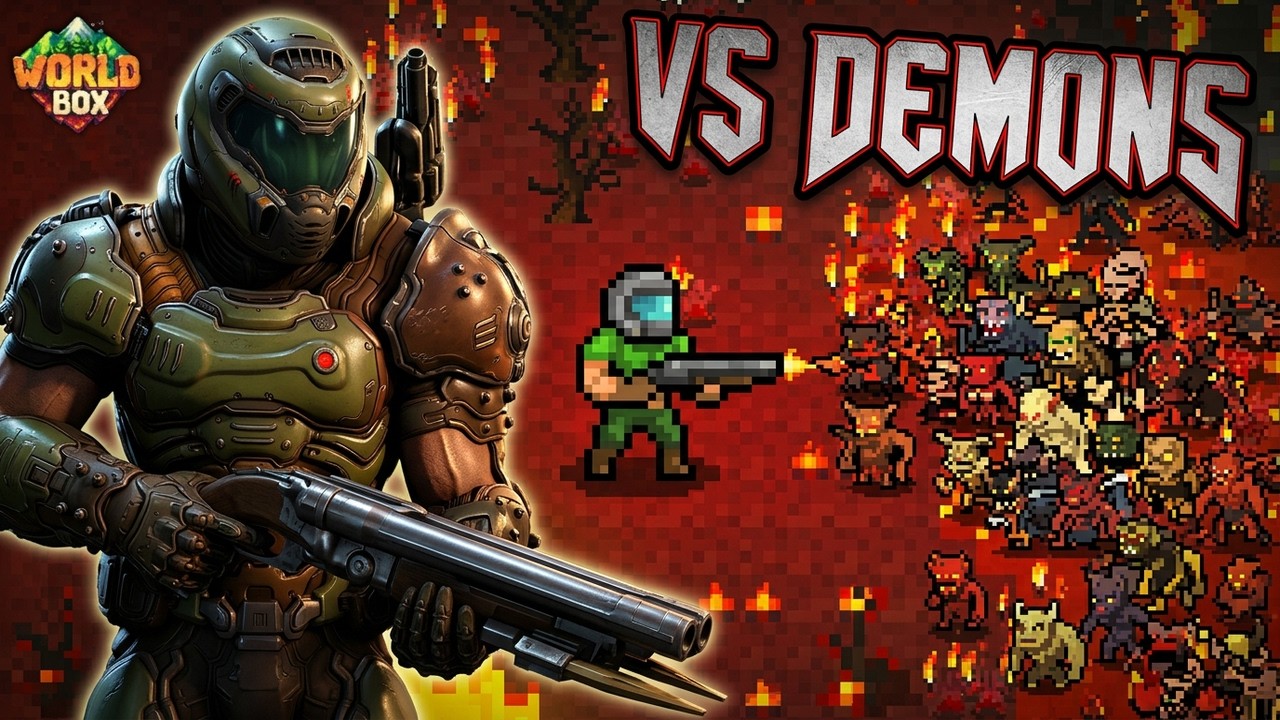 The DOOMGUY Slays Demons in Worldbox - YouTube
