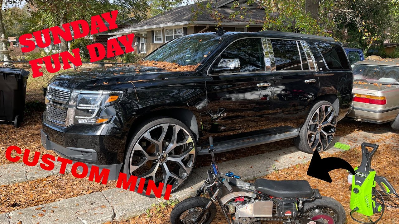 2017 Chevy Tahoe cleanup (Black Beauty) mini bike startup - YouTube