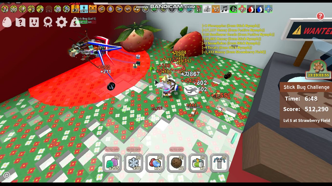 e, completing stick bug quest and made 100 bil honey, yes yes, got a ...