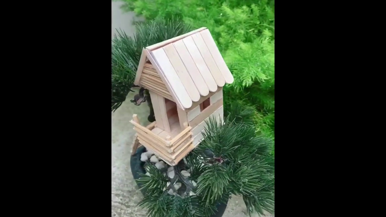 Popsicle stick tree house - YouTube
