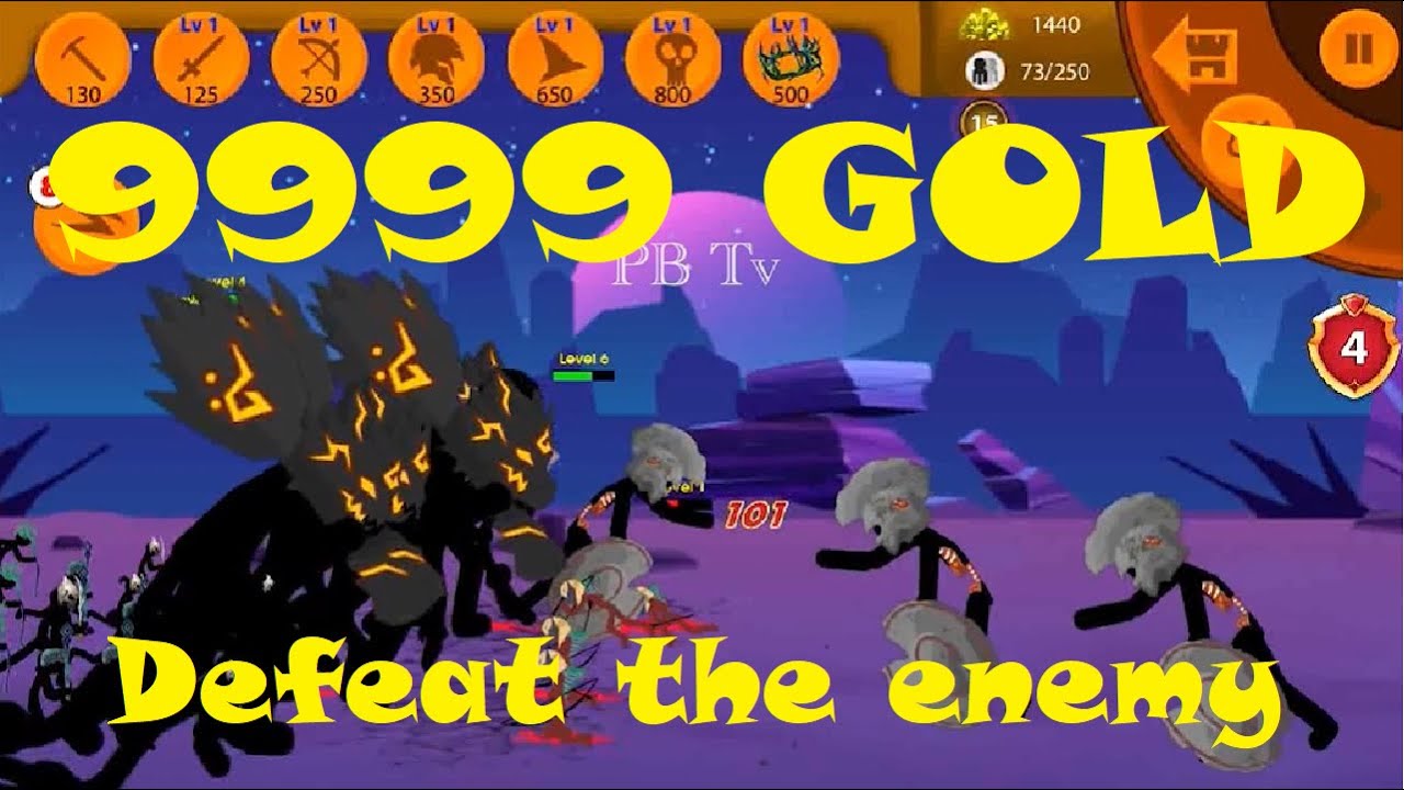 99999 gold defeat the enemy team and destroy the statue | Stickman ...