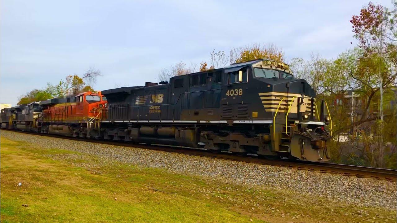 NS 265-21 ,NS 4038 BNSF 8028 NS 1135 9772 Duluth GA - YouTube