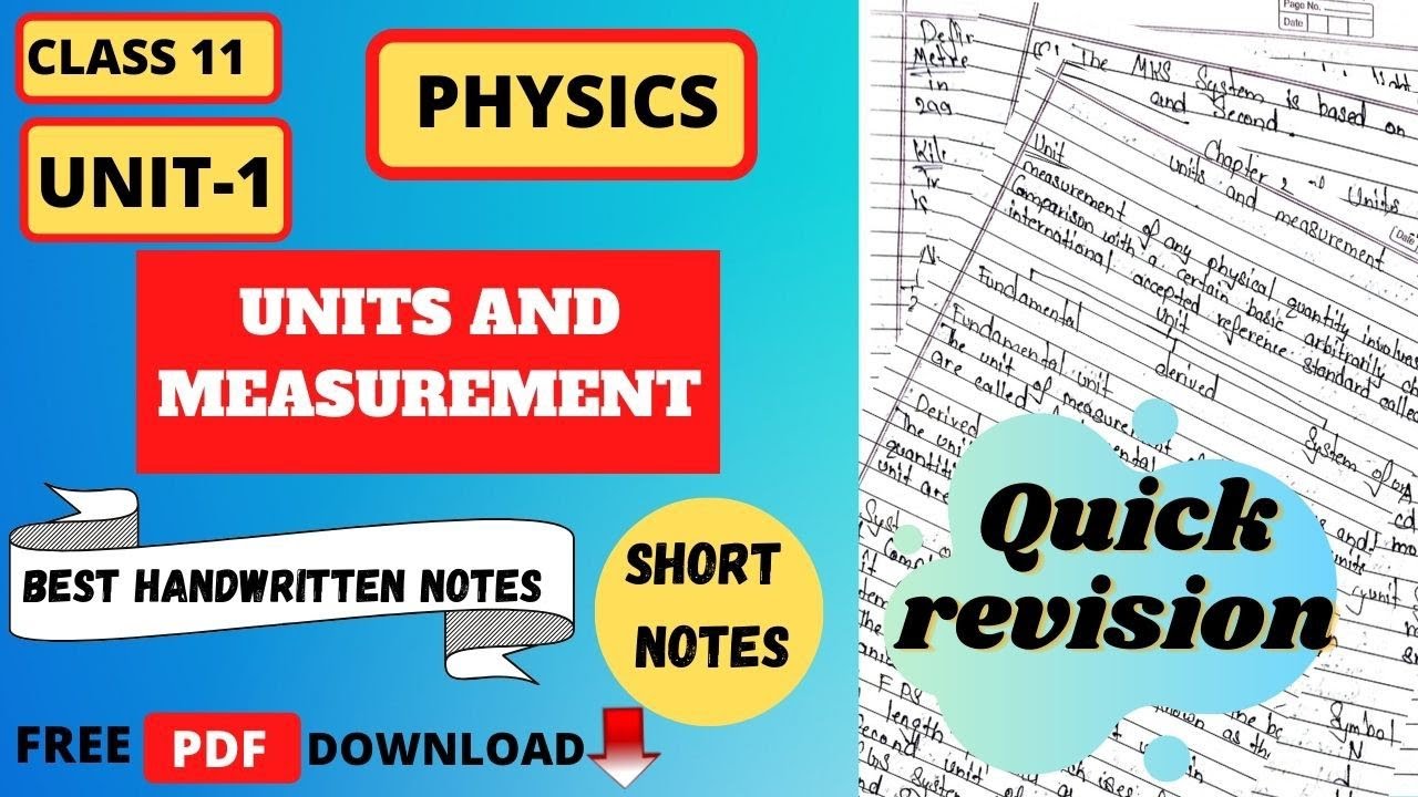 Units And Measurement Physics l Class 11 | Best Handwritten Notes ...