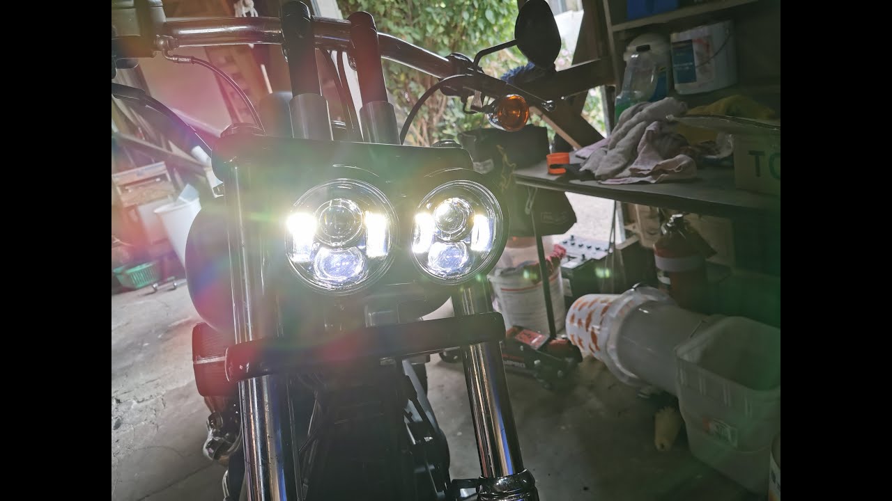 Fat Bob LED Headlight Installation and modification - YouTube