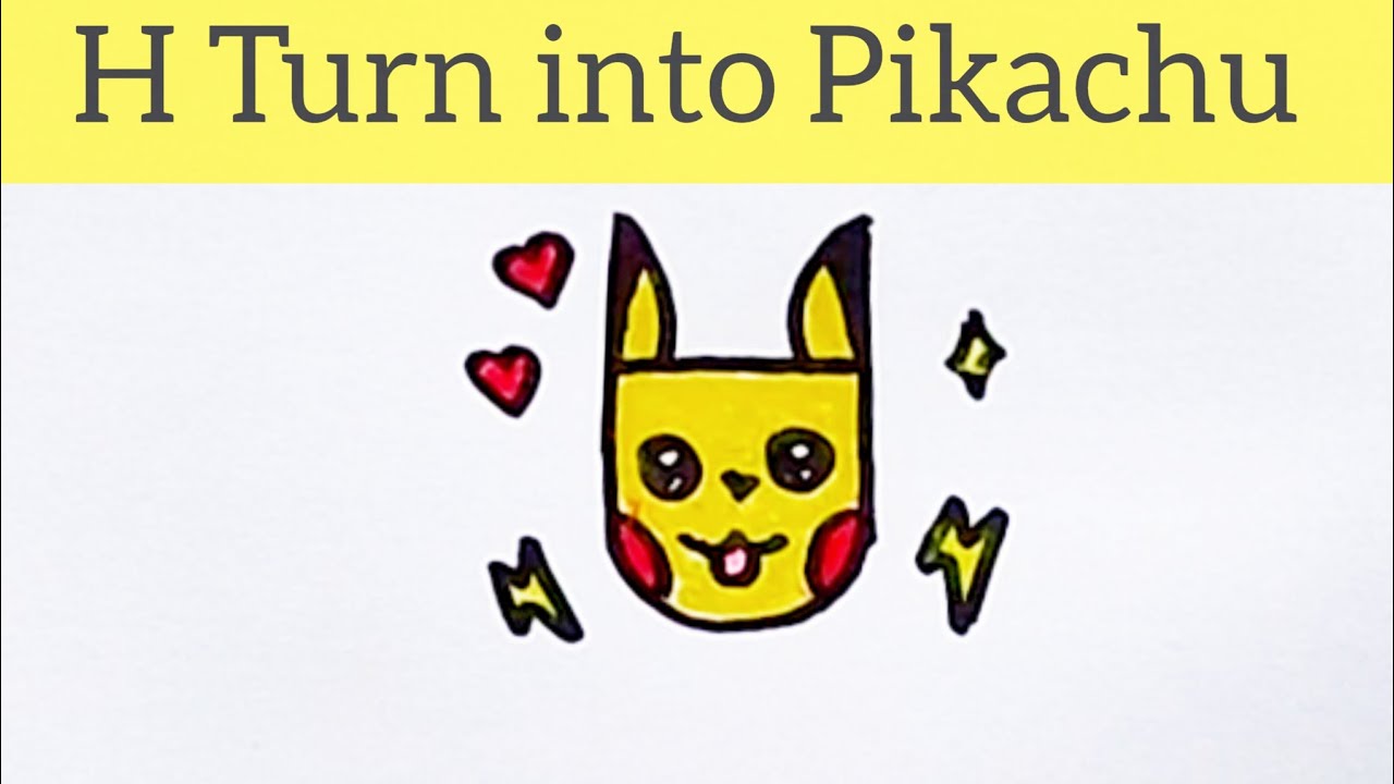 How to Draw Pikachu from H letter Easy, Pikachu Drawing for Kids - YouTube