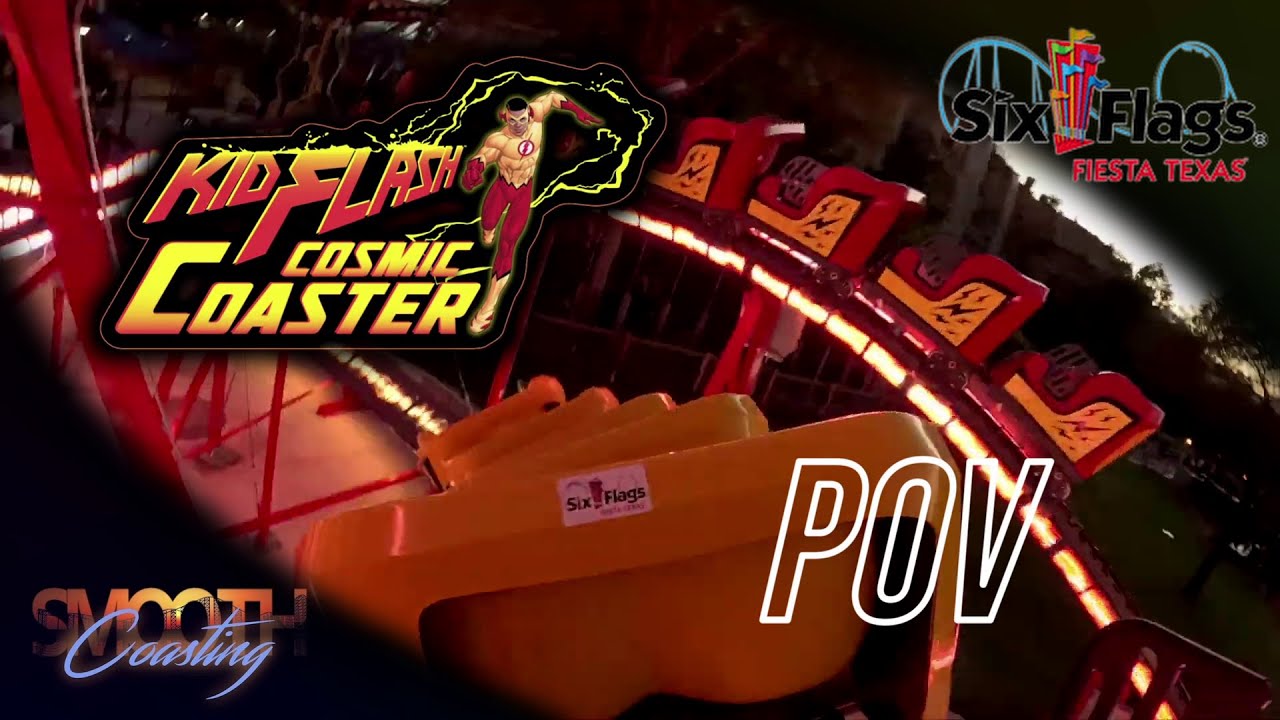 Kid Flash: Cosmic Coaster New at Six Flags Fiesta Texas POV - YouTube