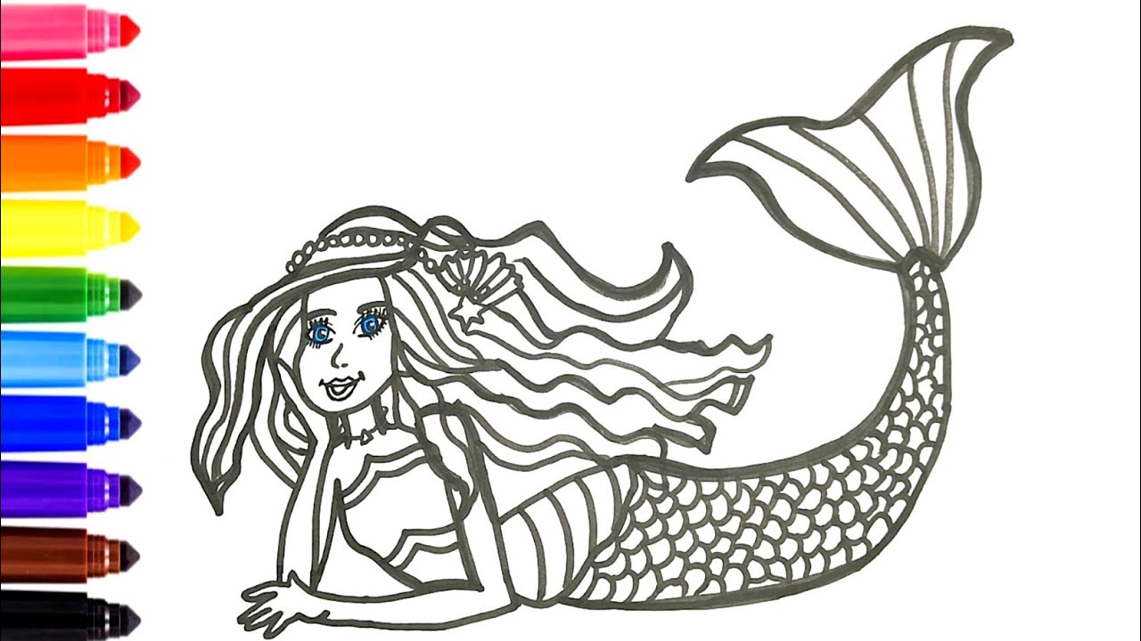 How To Draw A Mermaid - Drawing And Coloring Mermaid For kids - YouTube