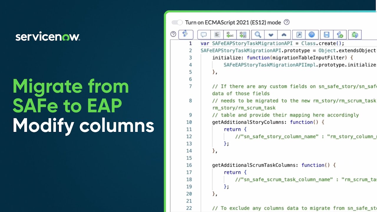 Modify SAFe table columns to migrate to EAP - YouTube