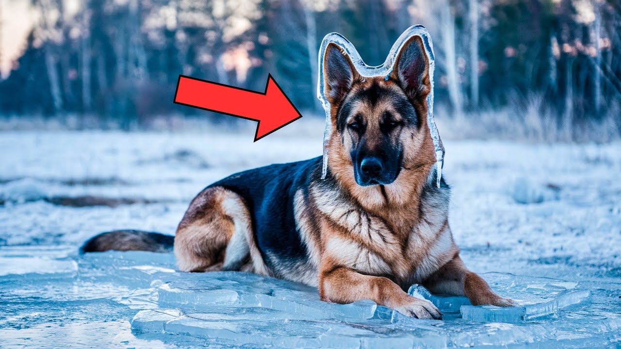 Frozen German Shepherd Lies Motionless—When the Ice Melts, They Find ...