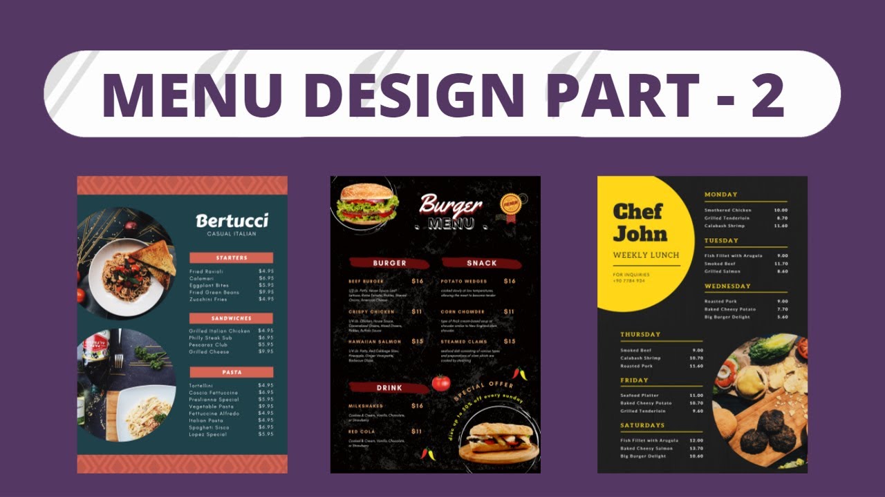 HOW TO MAKE PROFESSIONAL MENU CARD IN CANVA | MENU CARD KAISE BNAYE ...