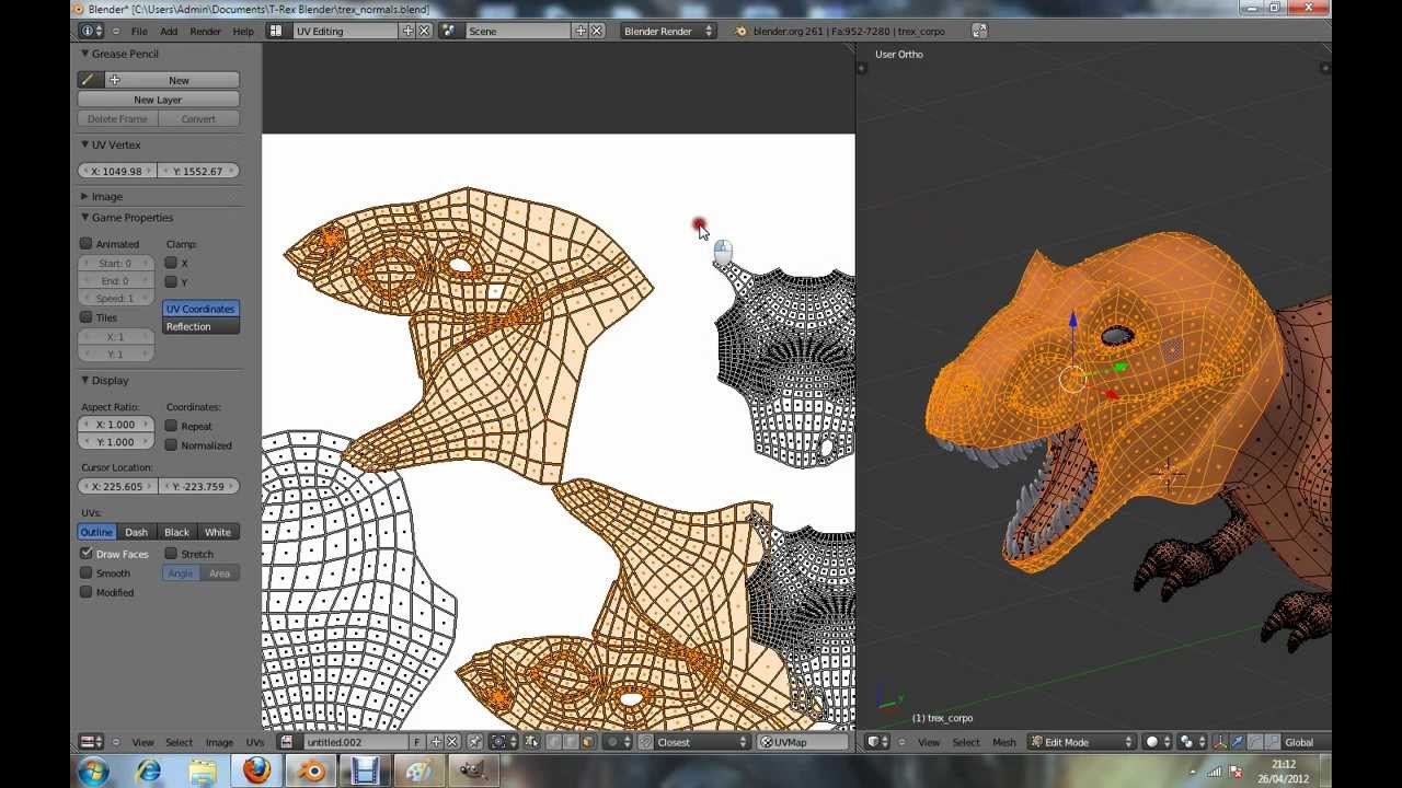Tiranosauro Rex - Fazendo mapeamento UV, normal maps e textura - parte ...