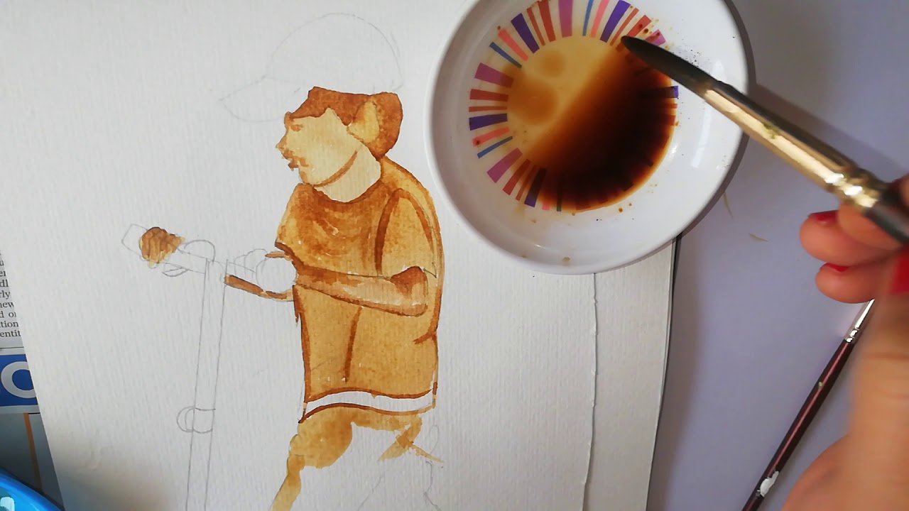 COFFEE PAINTING TUTORIAL NUMBER 06 - YouTube