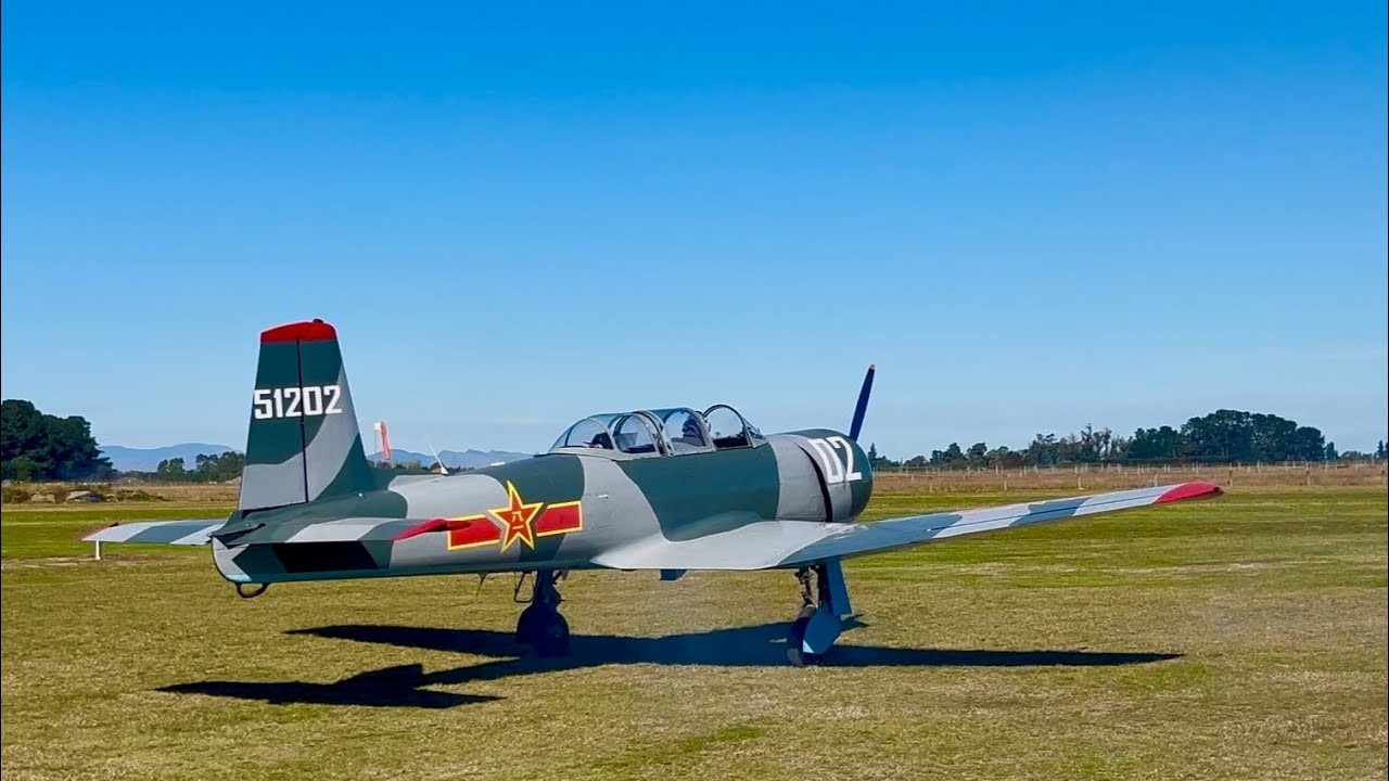 Nanchang CJ-6 ZK-CAJ at Rangiora - YouTube