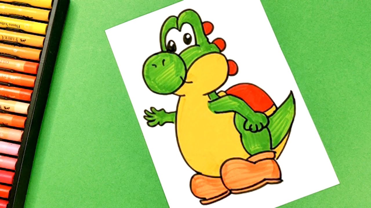 How to Draw Yoshi | Easy Step By Step Drawing Tutorial | Draw Dots ...