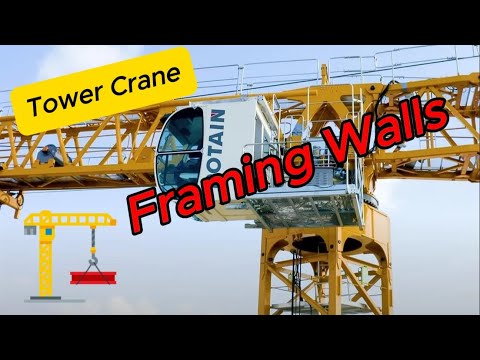Tower Crane installing Framing Walls and extras!!!!! - YouTube
