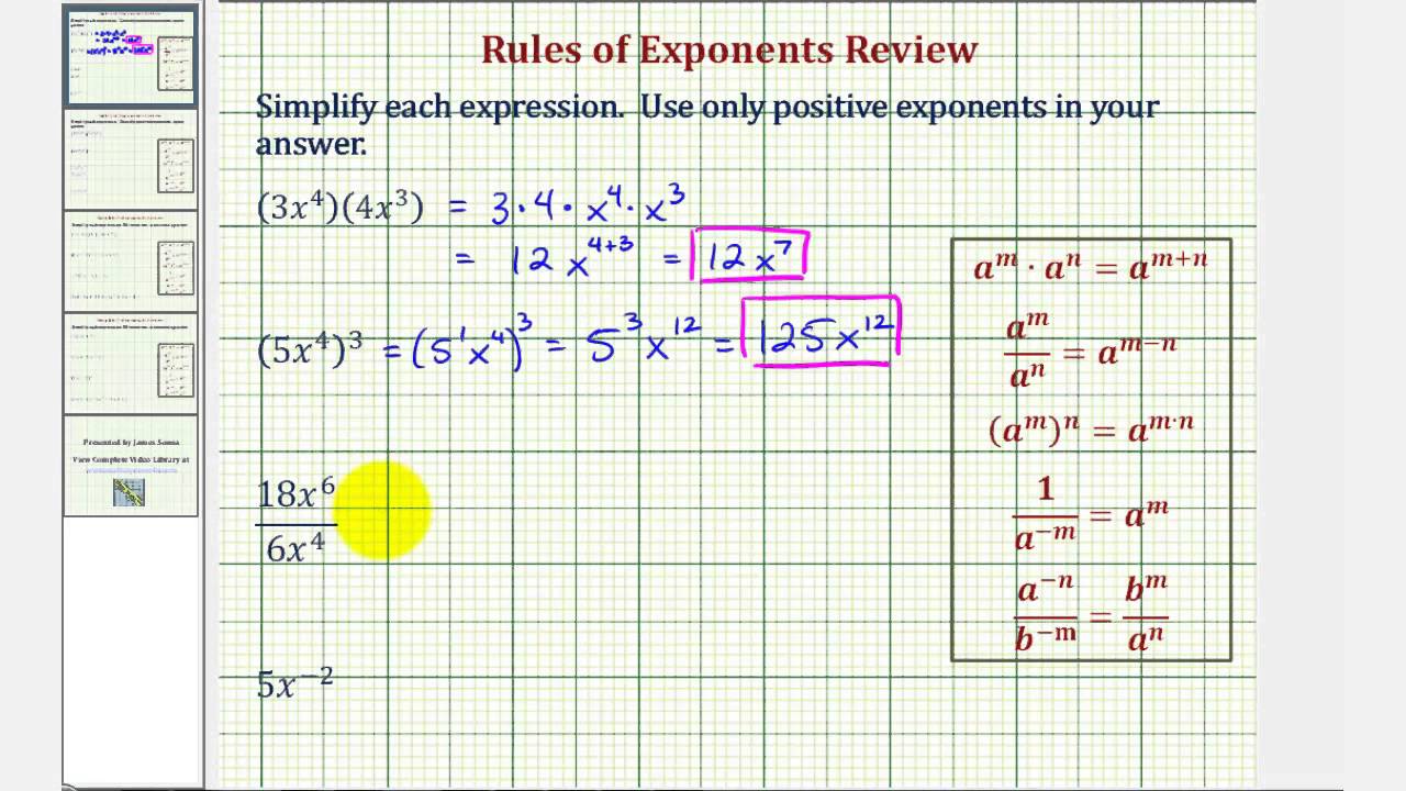 Ex 1: Exponent Review - YouTube