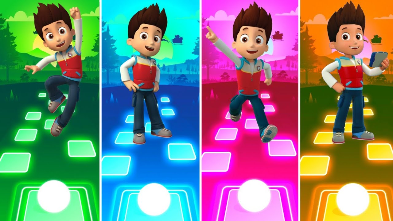 Paw Patrol 2 - Paw patrol Ryder 🆚 Chase paw Patrol 🎵🎧 Funny Tiles Hop ...