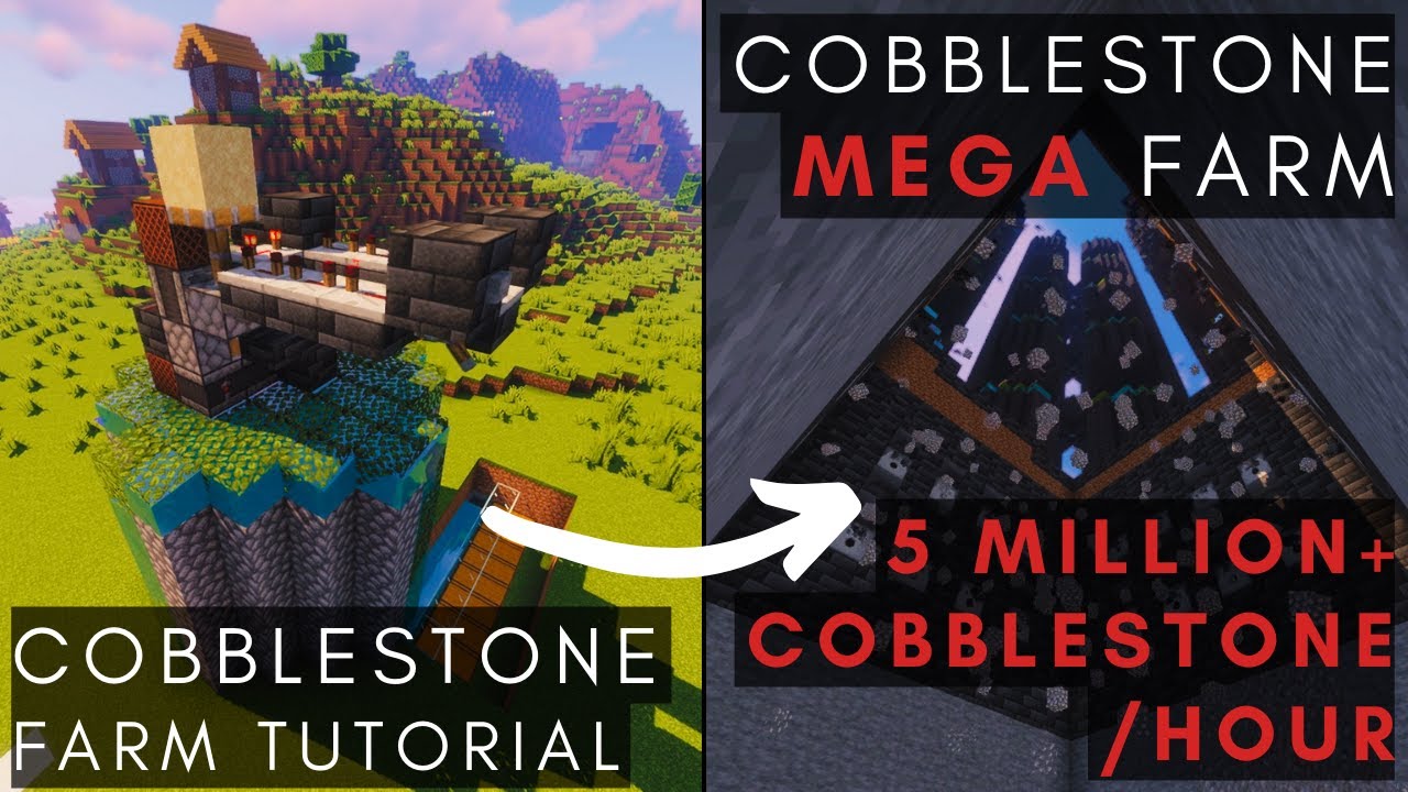 Minecraft Cobblestone Farm Tutorial + MEGA UPSCALE - (60fps) - YouTube