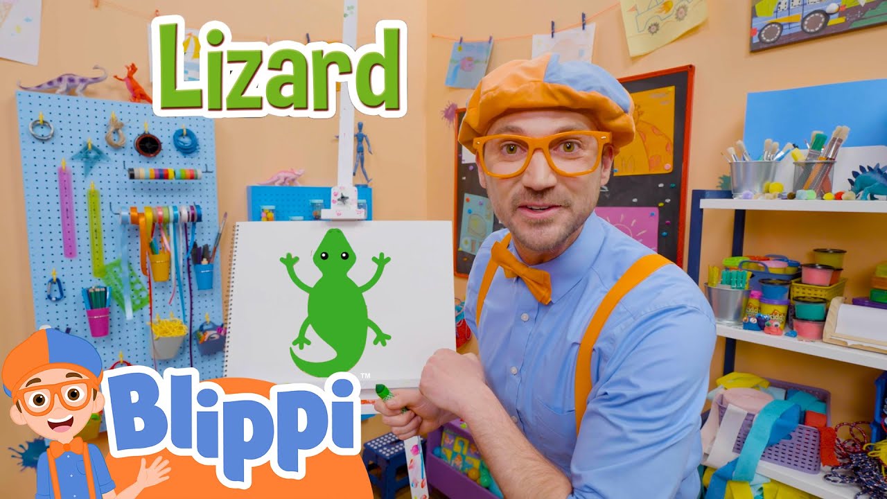 How To Draw A Lizard | Blippi Draws | Learn Colors and Science with ...