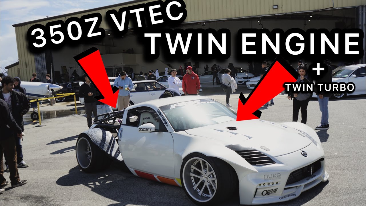 TWIN TURBO 350Z SHUTS DOWN AIRPORT CAR MEET!! (TWIN ENGINE Z) - YouTube