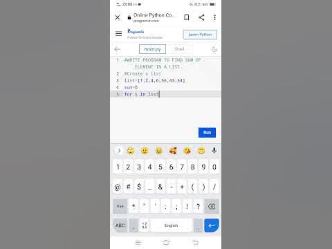 PYTHON PROGRAM TO FIND SUM OF ELEMENT IN A LIST.|#pythonprogram| # ...
