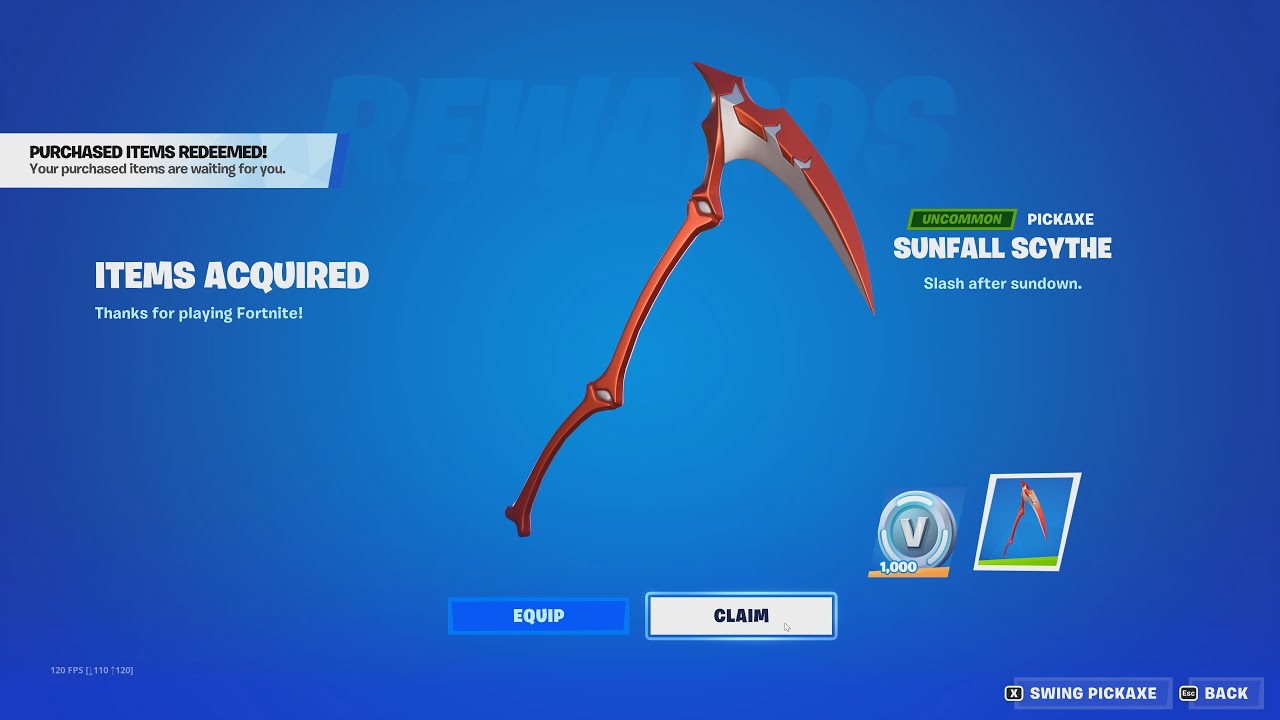 claim the sunfall scythe pickaxe NOW - YouTube